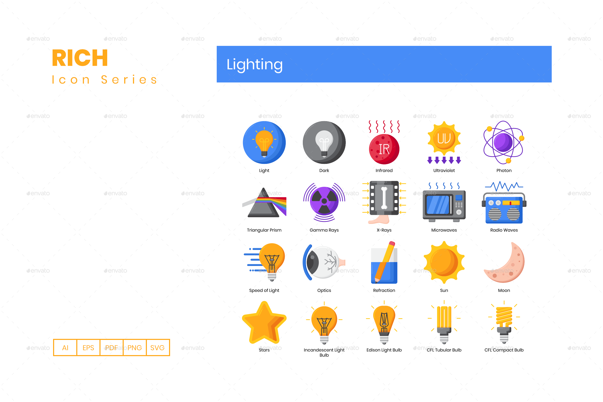 70 Lighting Icons, Icons | GraphicRiver