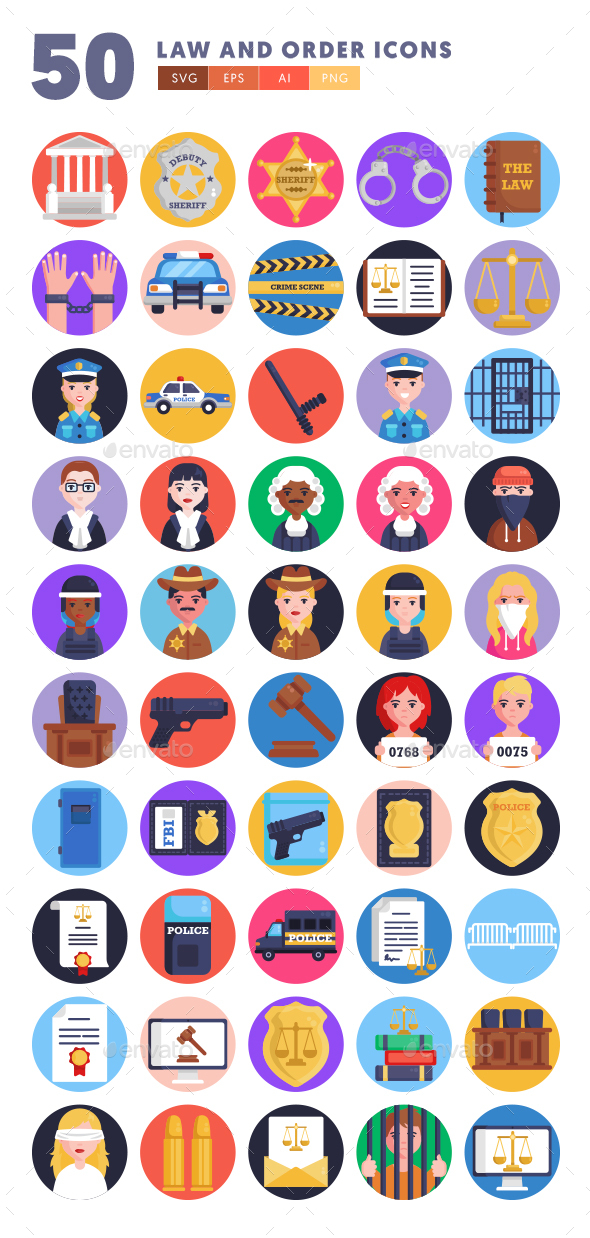 50 Law and Order Icons, Icons | GraphicRiver