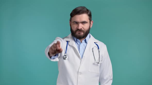 Portrait of Serious Doctor in Professional Medical White Coat Showing ...