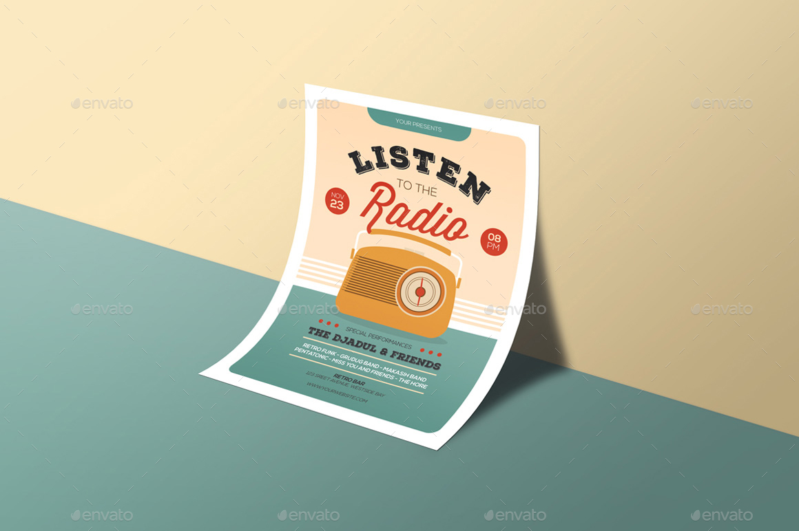 Listen to the Radio Flyers Template, Print Templates | GraphicRiver