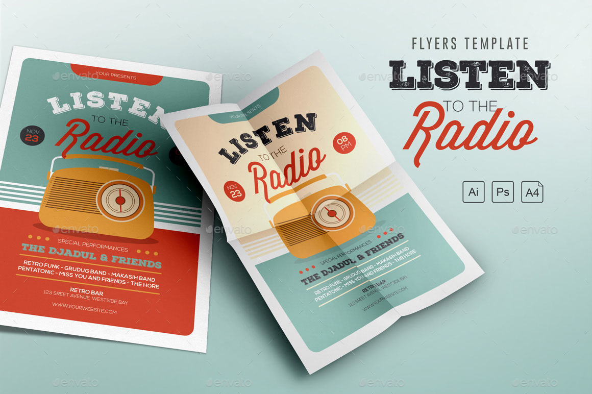 Listen to the Radio Flyers Template, Print Templates | GraphicRiver