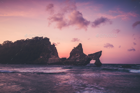 atuh beach nusa penida island coastline sunset Stock Photo by goinyk