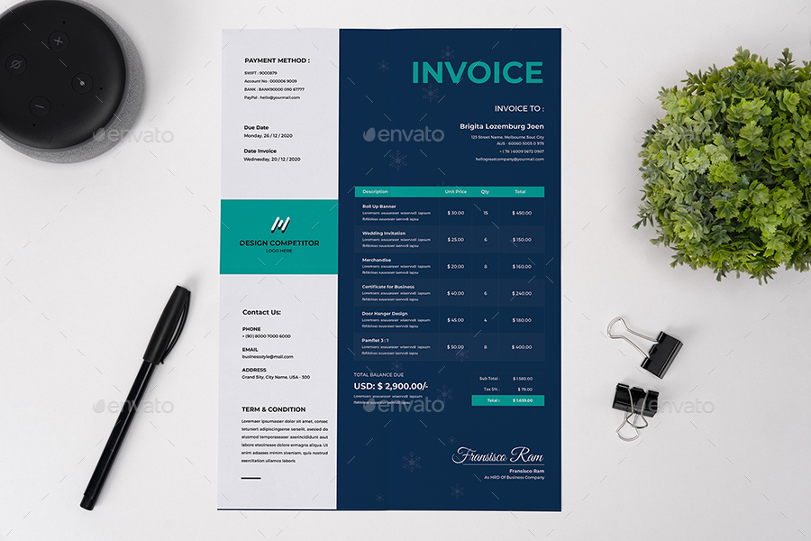 Winter Invoice Template by Formatika | GraphicRiver