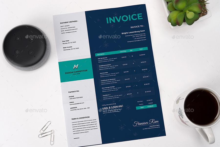 Winter Invoice Template by Formatika | GraphicRiver