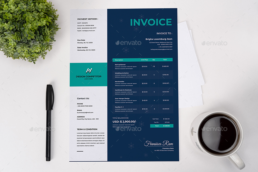 Winter Invoice Template by Formatika | GraphicRiver