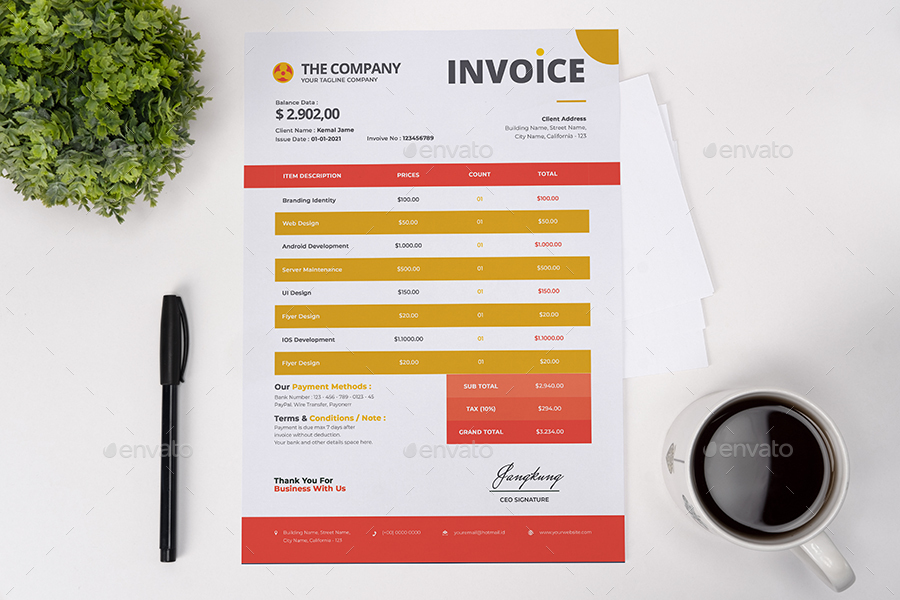 Company Invoice Template, Print Templates | GraphicRiver