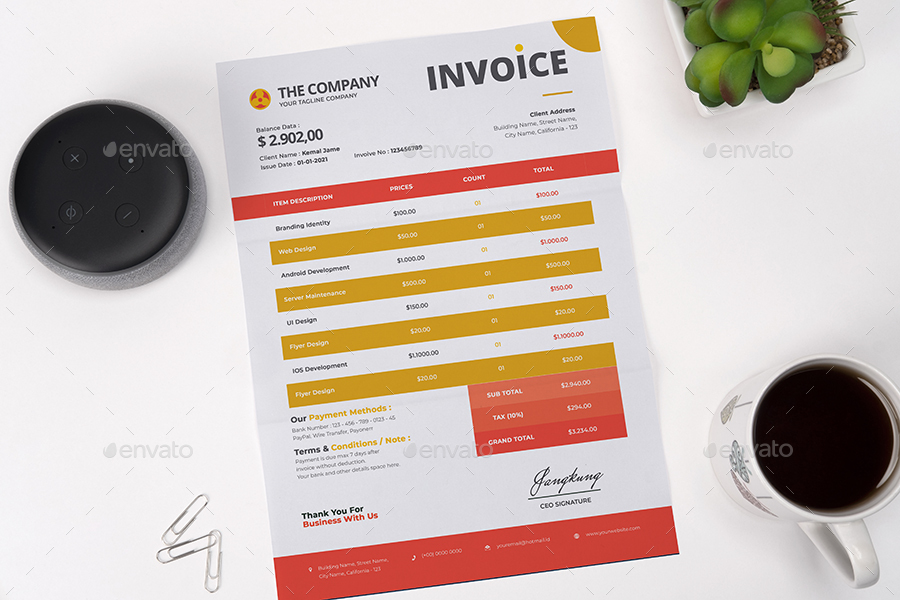 Company Invoice Template, Print Templates | GraphicRiver