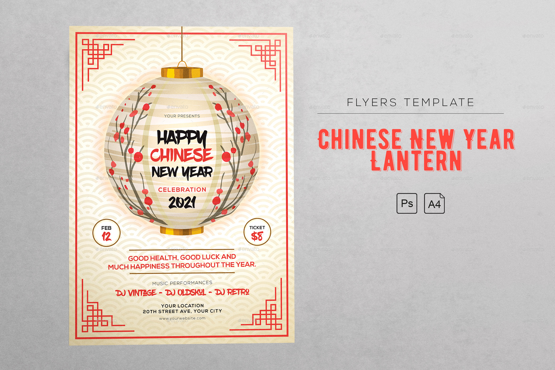 Chinese New Year Lantern Template, Print Templates | GraphicRiver