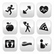 Keep fit and healthy icons on glossy buttons, Vectors | GraphicRiver