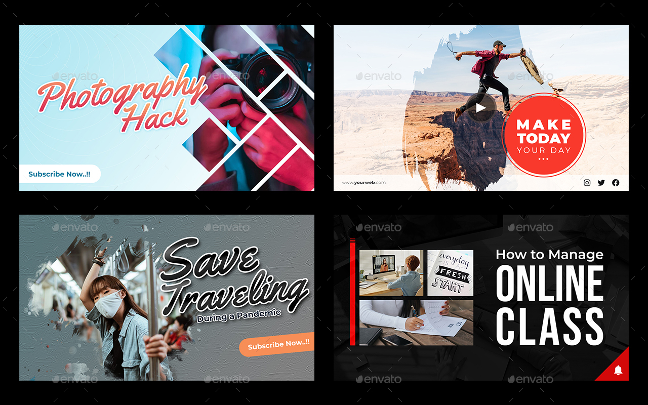Youtube Thumbnail Templates, Web Elements | GraphicRiver