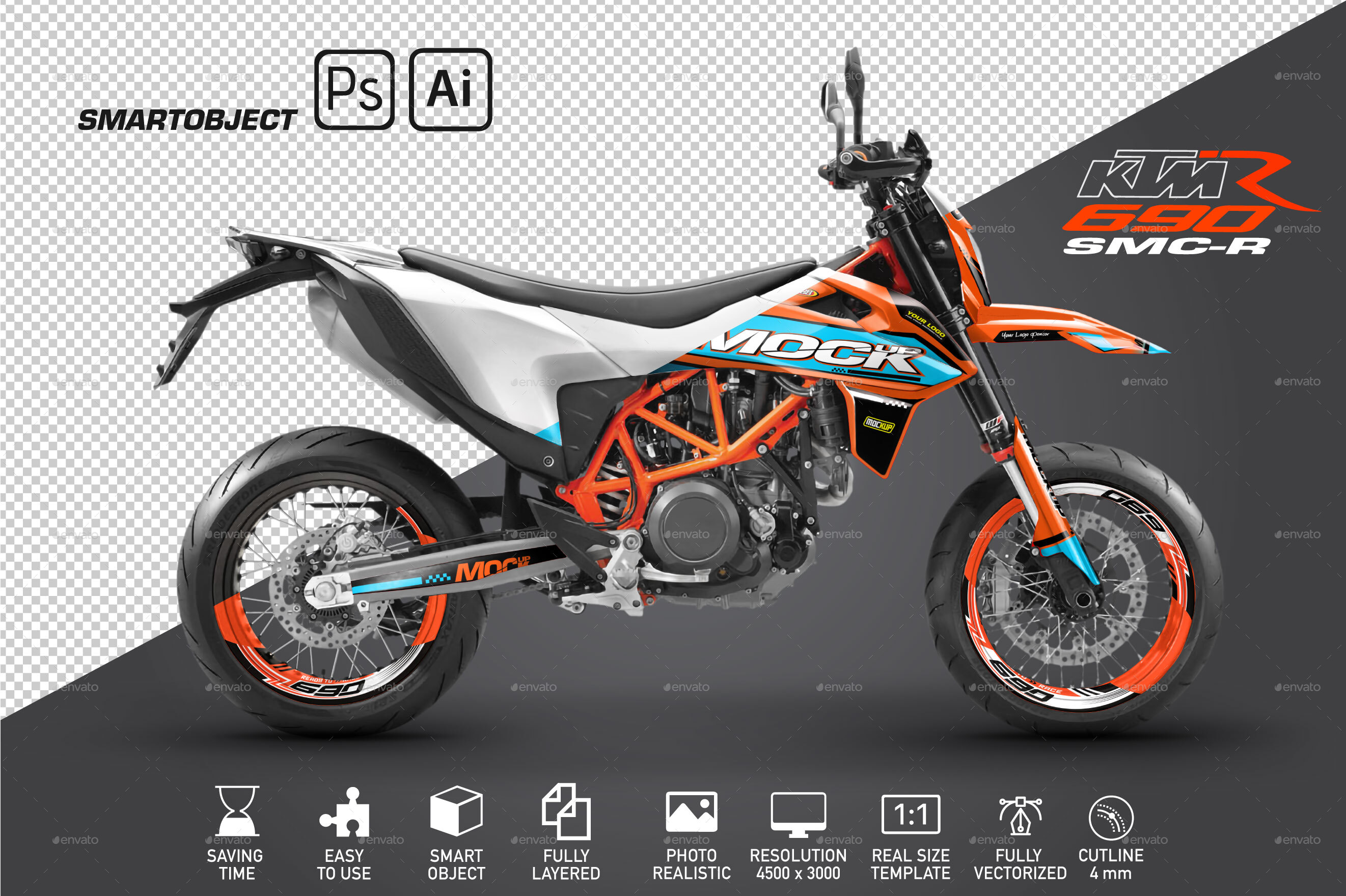 KTM SMC-R 690 2020 Mockup, Graphics | GraphicRiver