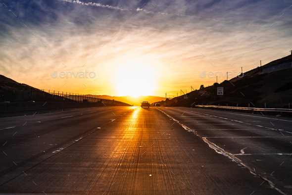 Sunset landscape on the freeway Stock Photo by SundryPhotography ...