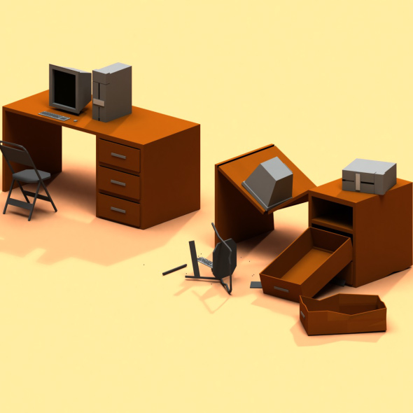 Post Apocalyptic Desk and PC by berkerdag | 3DOcean