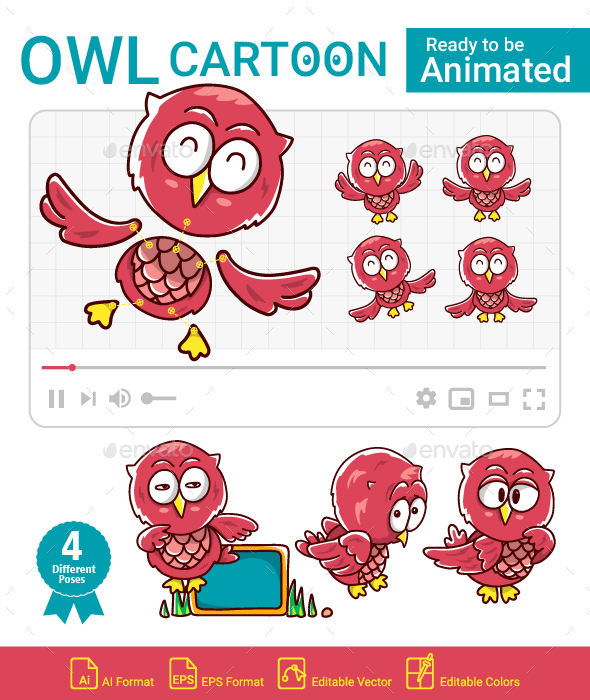 Owl Cartoon Flying, Vectors | GraphicRiver