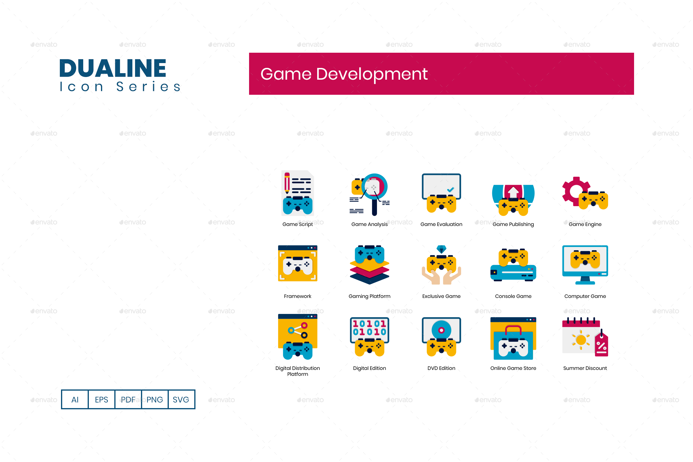 85 Game Development Icons | Dualine Flat Series, Icons | GraphicRiver