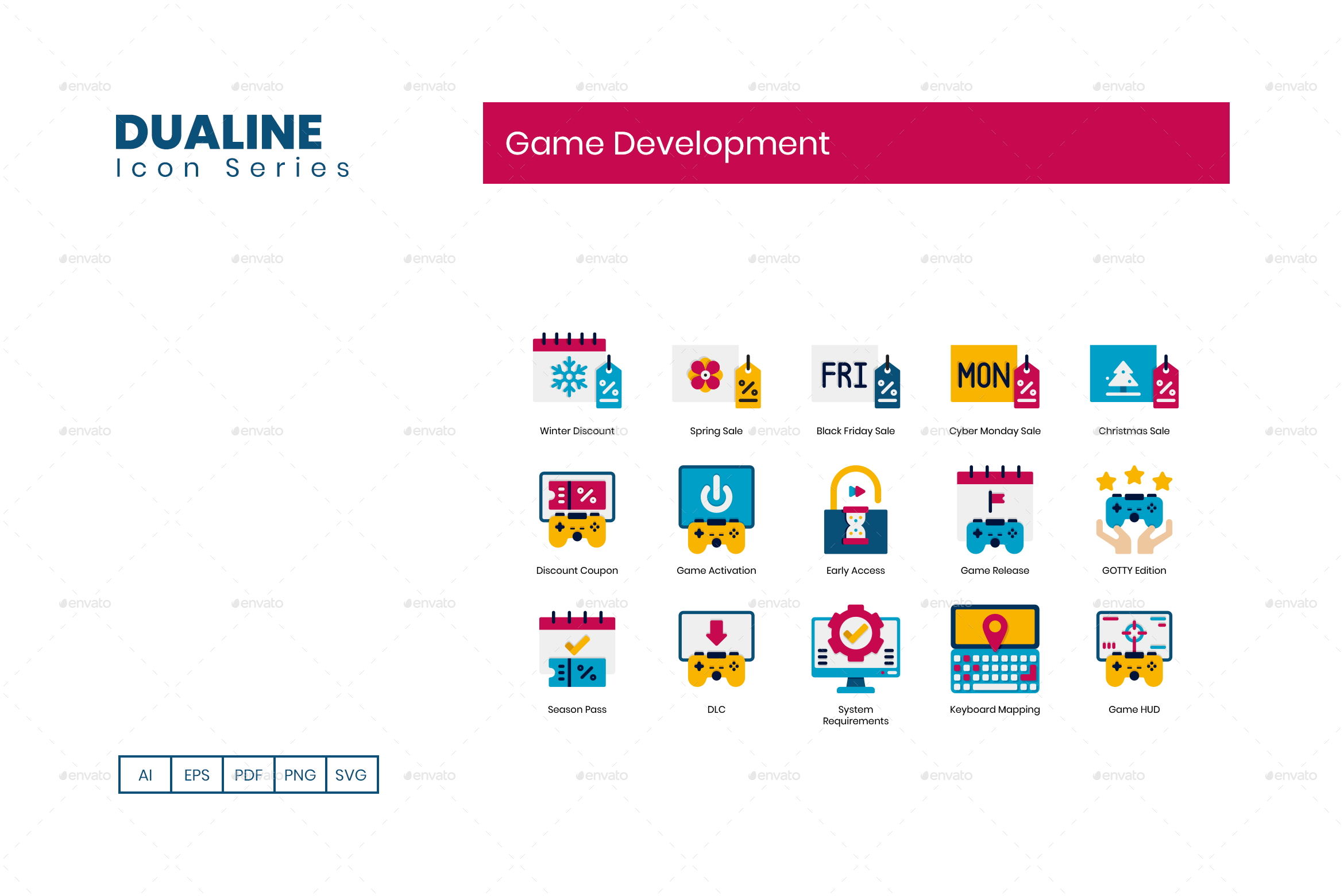 85 Game Development Icons | Dualine Flat Series, Icons | GraphicRiver