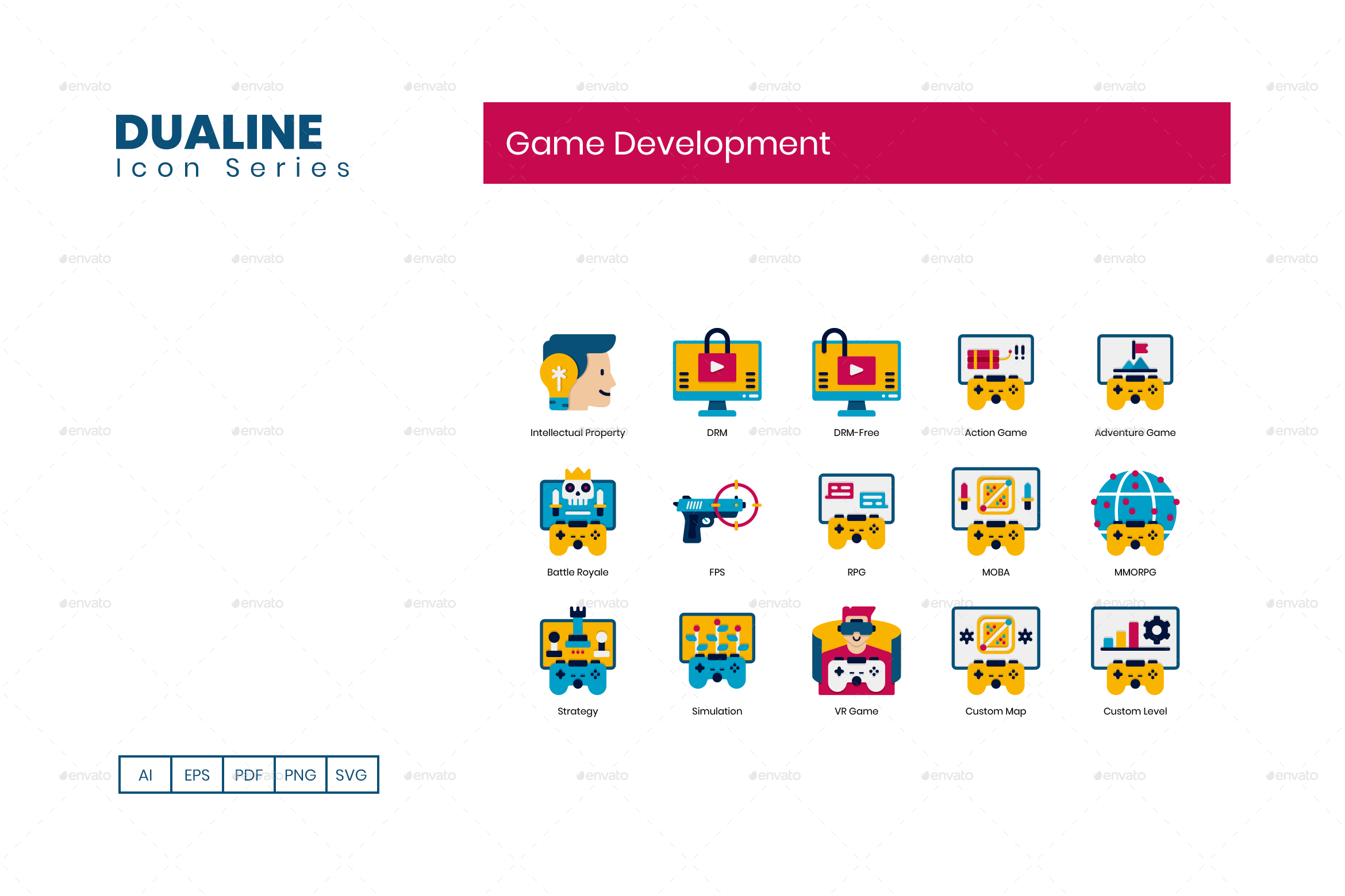 85 Game Development Icons | Dualine Flat Series, Icons | GraphicRiver