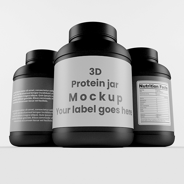 Protein Jar with Black Cap by creativejun | 3DOcean