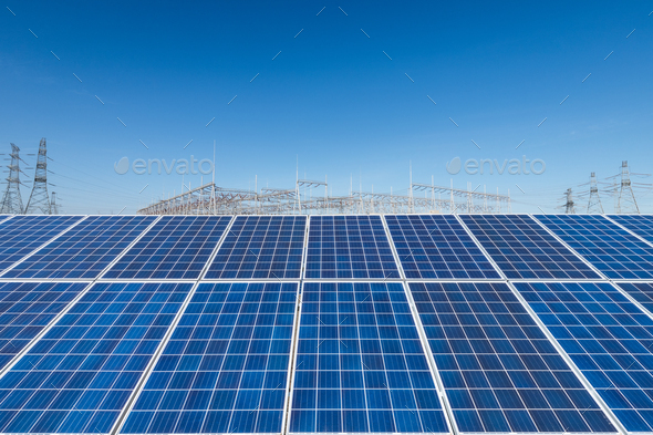 solar energy and transformer substation Stock Photo by chuyu2014 ...