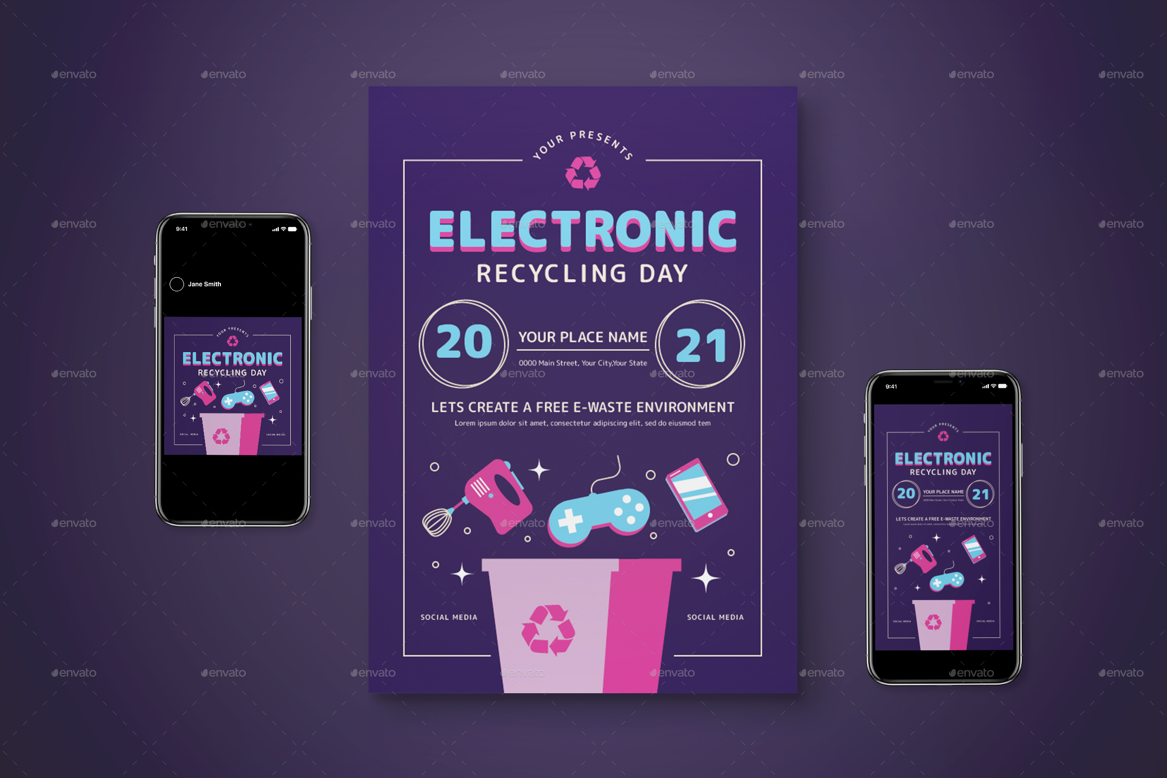 Electronic Recycling Day Flyer Pack, Print Templates | GraphicRiver
