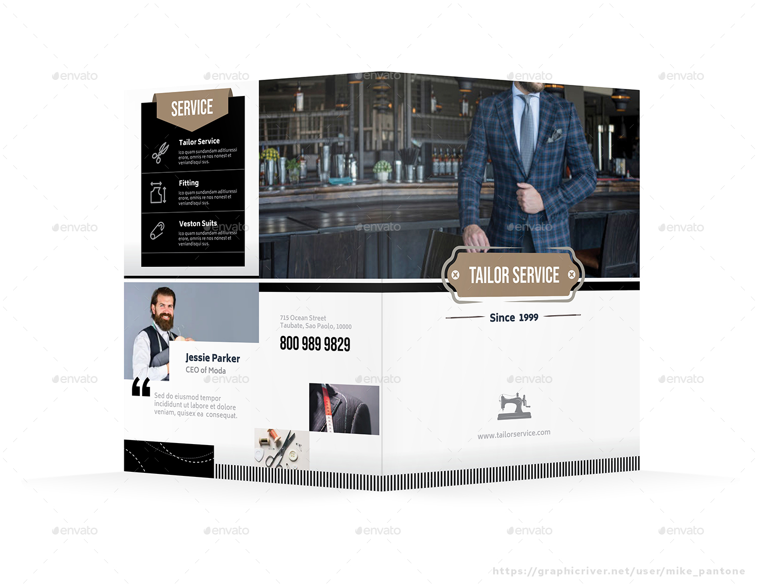 Tailor Shop Bifold Brochure, Print Templates | GraphicRiver