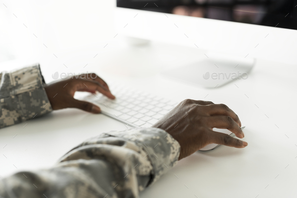 Military officer using computer army technology Stock Photo by Rawpixel