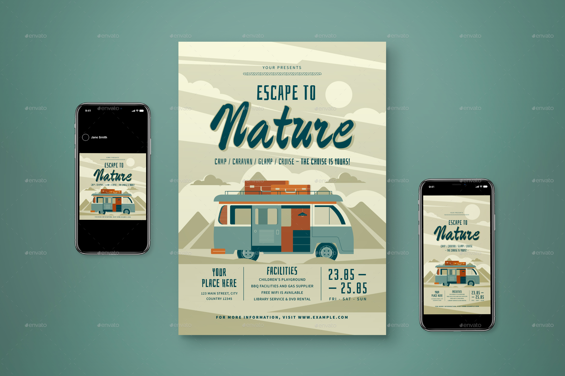 Caravan Camp Flyer Pack by graphicook | GraphicRiver