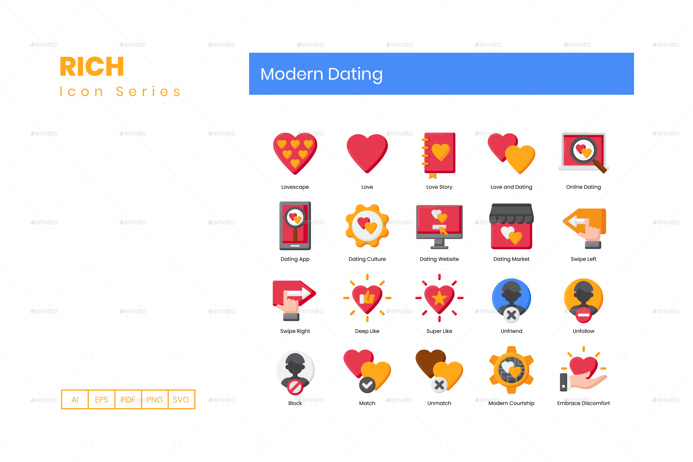 Modern Dating Icons - Rich Series, Icons | GraphicRiver