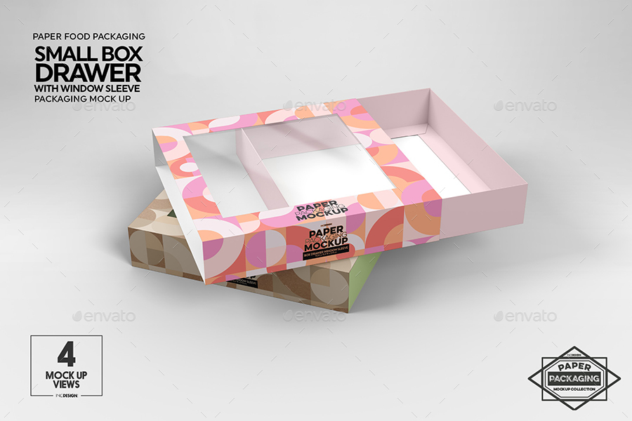 Small Box Drawer with Window Sleeve Packaging Mockup, Graphics ...