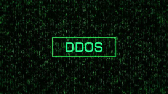 Ddos Error Over Computer Binary Background Ddos Warning With Binary Code And Matrix Background