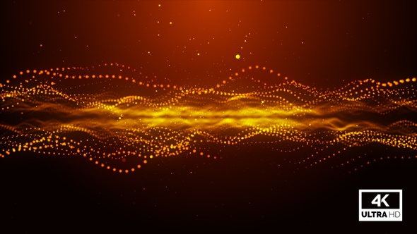 Golden Digital Particles Wave Background Loop V2, Motion Graphics | VideoHive