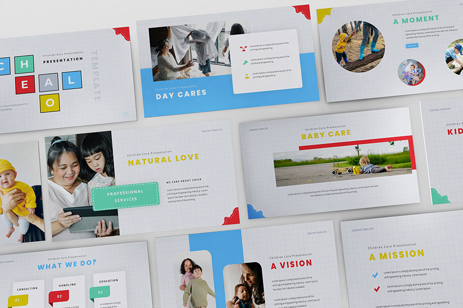 Children Care Powerpoint Presentation Template, Presentation Templates