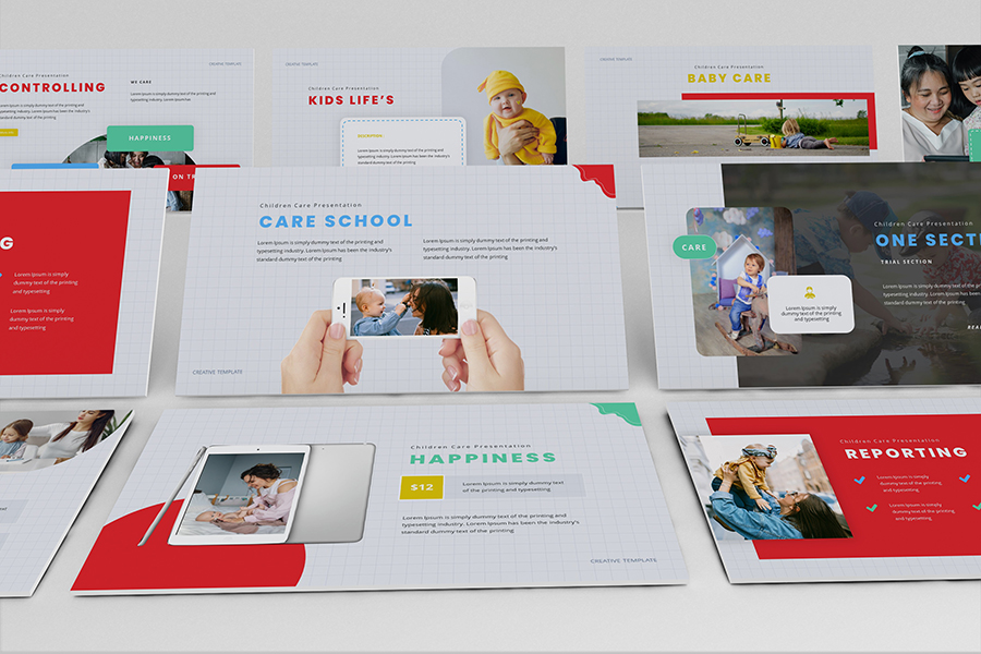 Children Care Powerpoint Presentation Template, Presentation Templates
