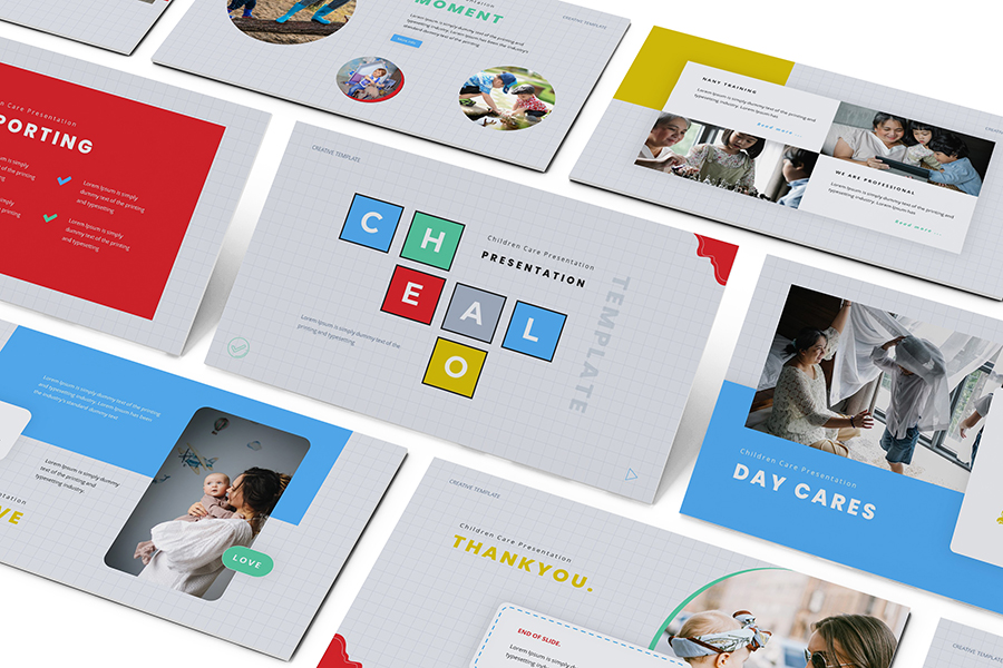 Children Care Powerpoint Presentation Template, Presentation Templates