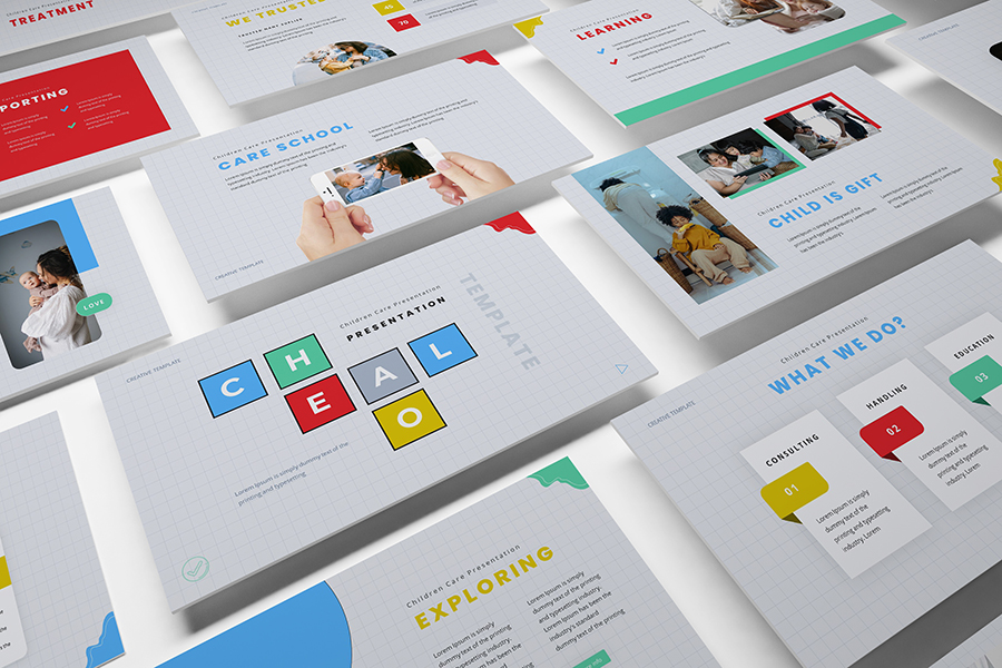 Children Care Powerpoint Presentation Template, Presentation Templates