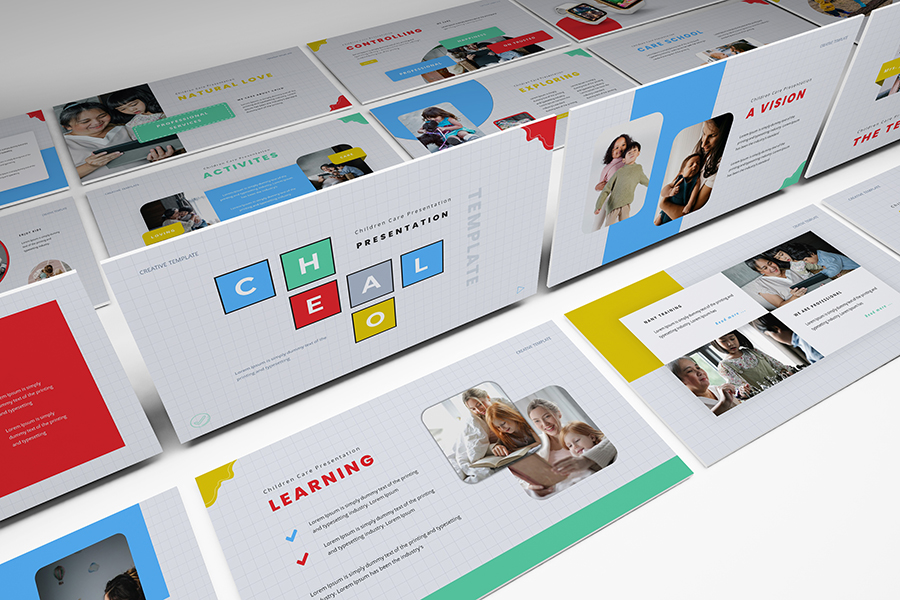Children Care Powerpoint Presentation Template, Presentation Templates
