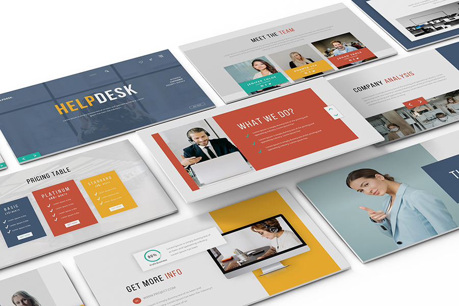 Customer Helpdesk Powerpoint Presentation Template, Presentation Templates