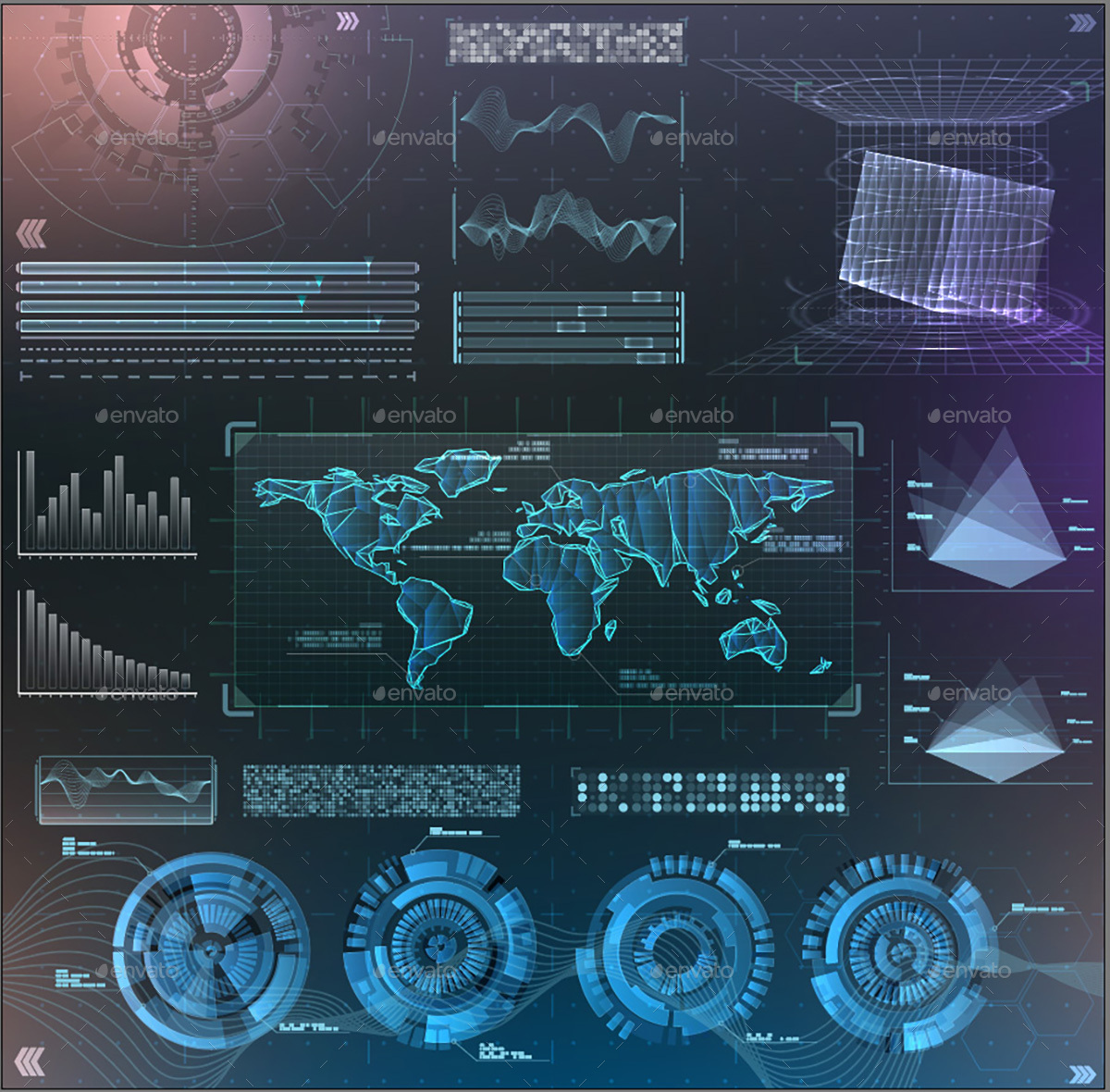 Set Vector Hud Elements, Vectors | GraphicRiver