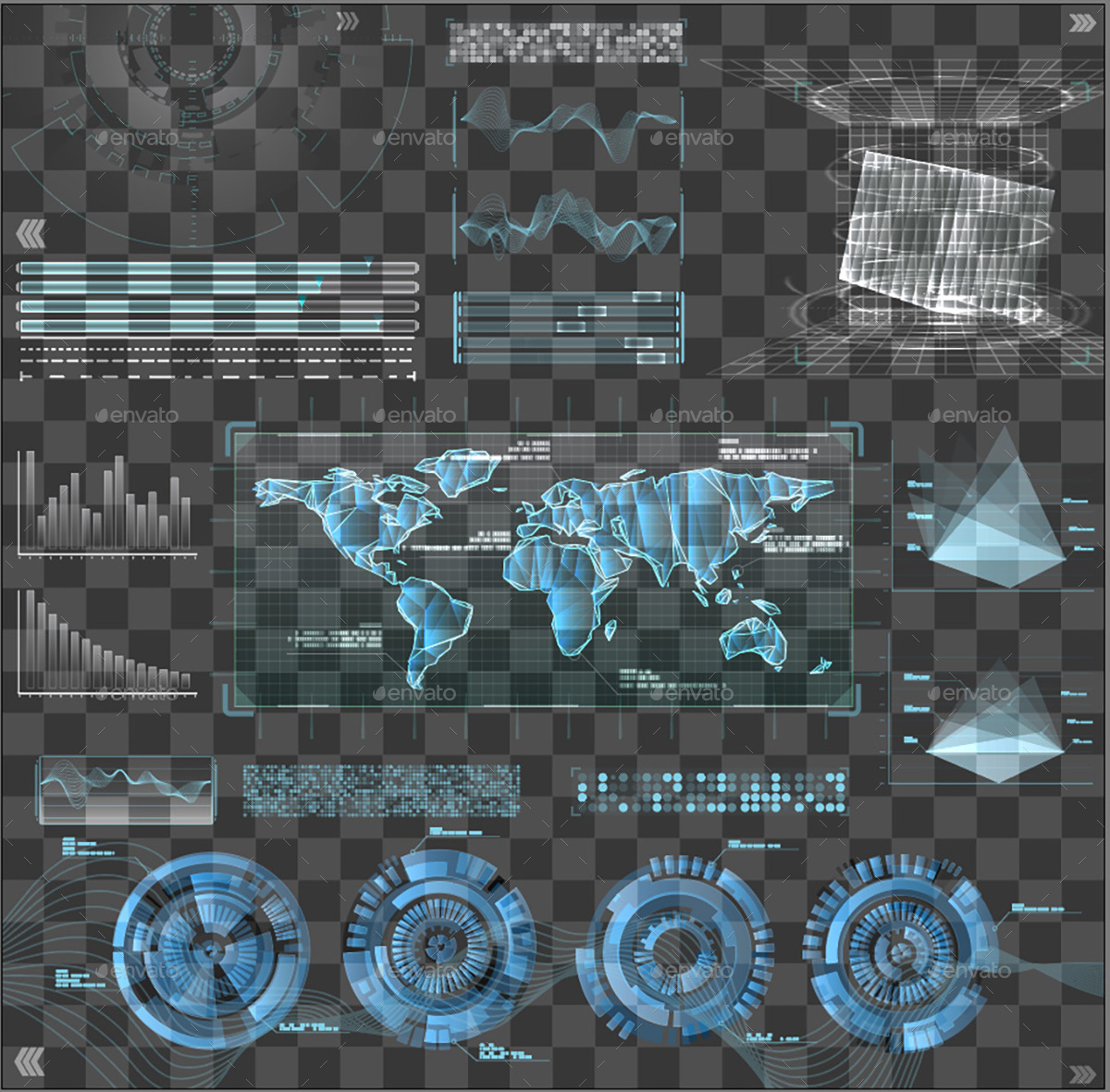 Set Vector Hud Elements, Vectors | GraphicRiver
