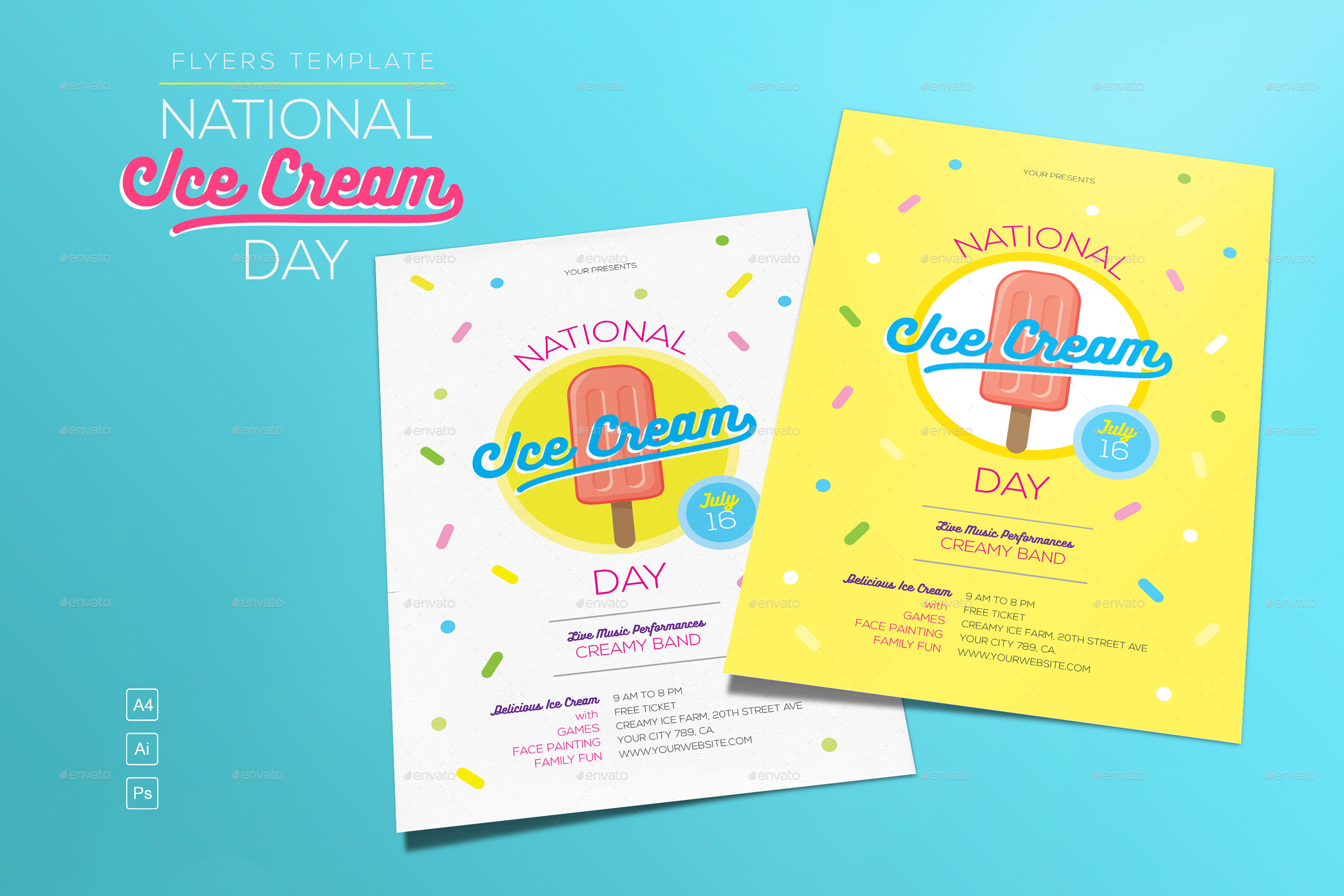 National Ice Cream Day Flyer Template, Print Templates | GraphicRiver