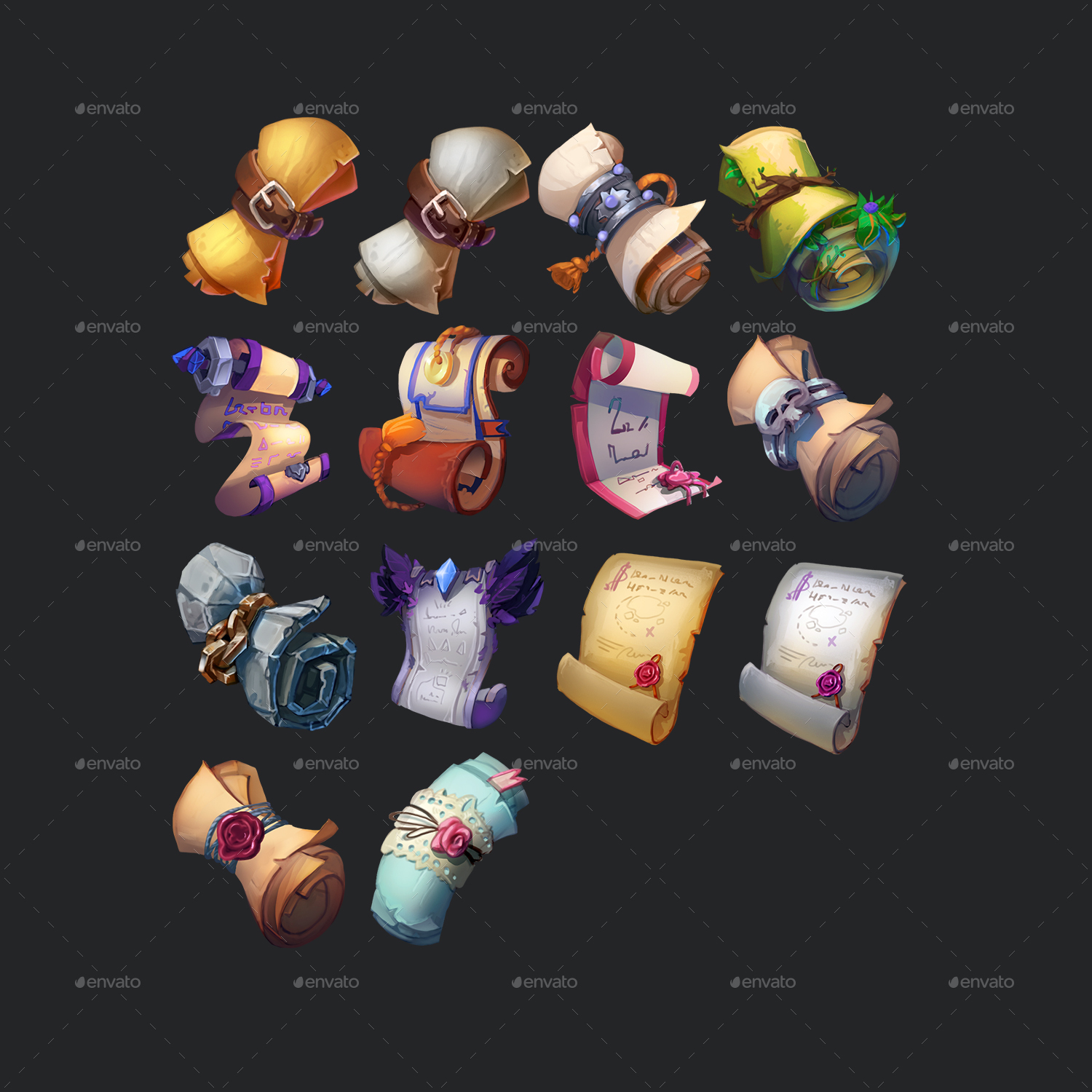 Scroll Icons Pack, Game Assets | GraphicRiver