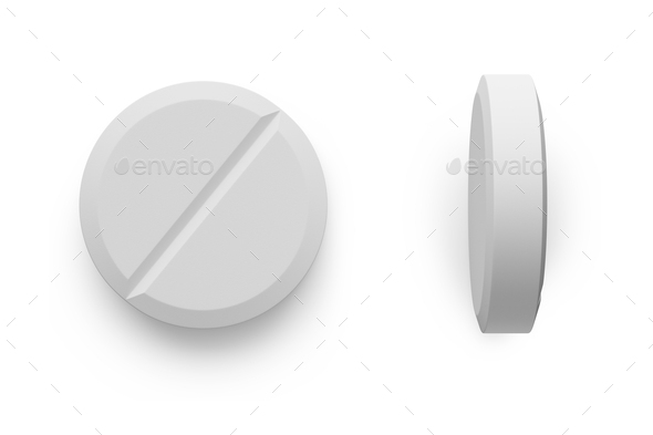 Round medical pill isolated on white background. Stock Photo by Ha4ipuri