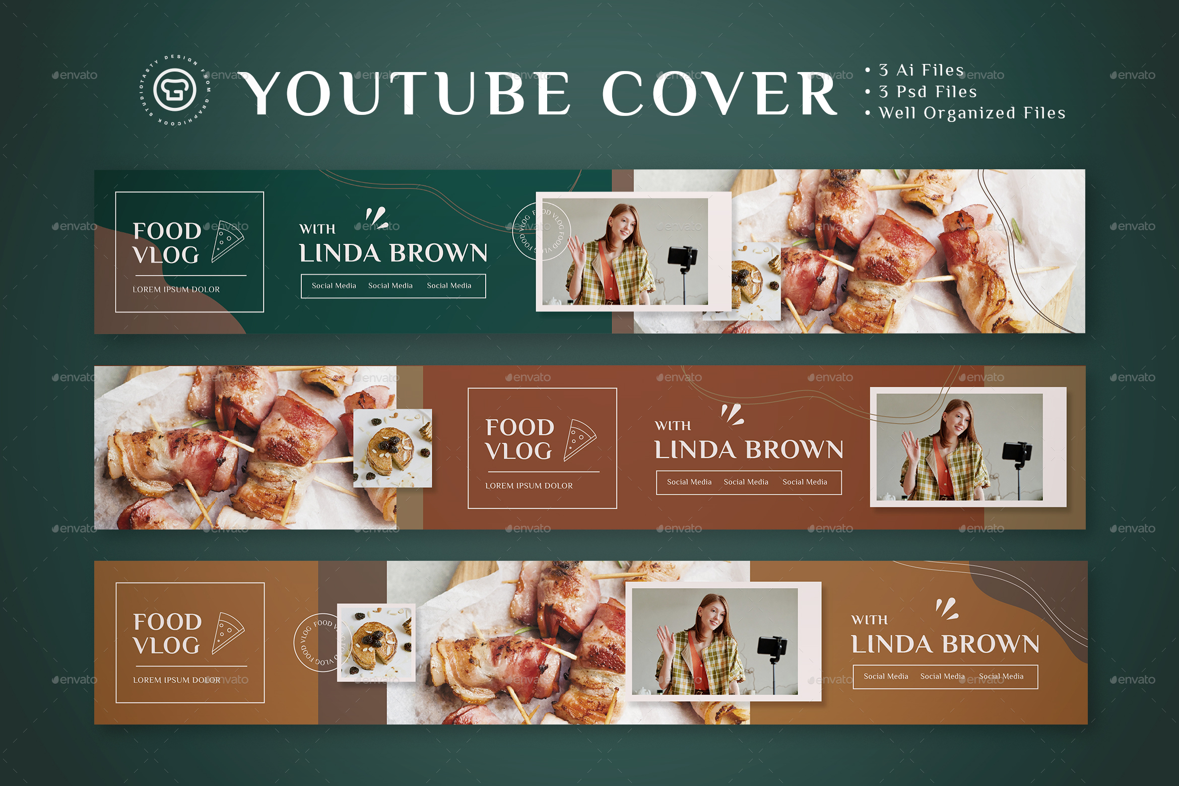 Food Vlog Youtube Cover, Web Elements | GraphicRiver