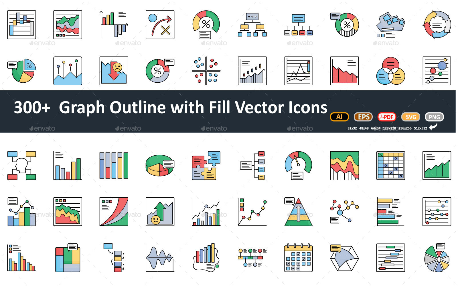 Graph Isolated Vector icons, Icons | GraphicRiver