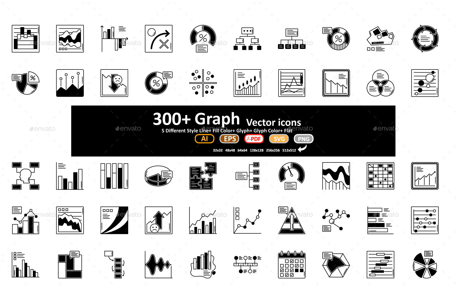 Graph Isolated Vector icons, Icons | GraphicRiver