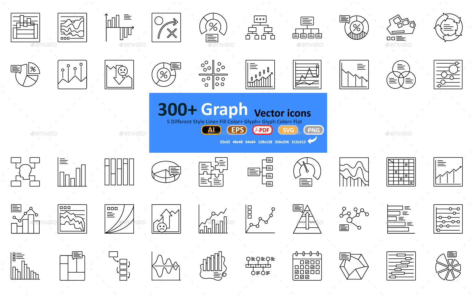 Graph Isolated Vector icons, Icons | GraphicRiver
