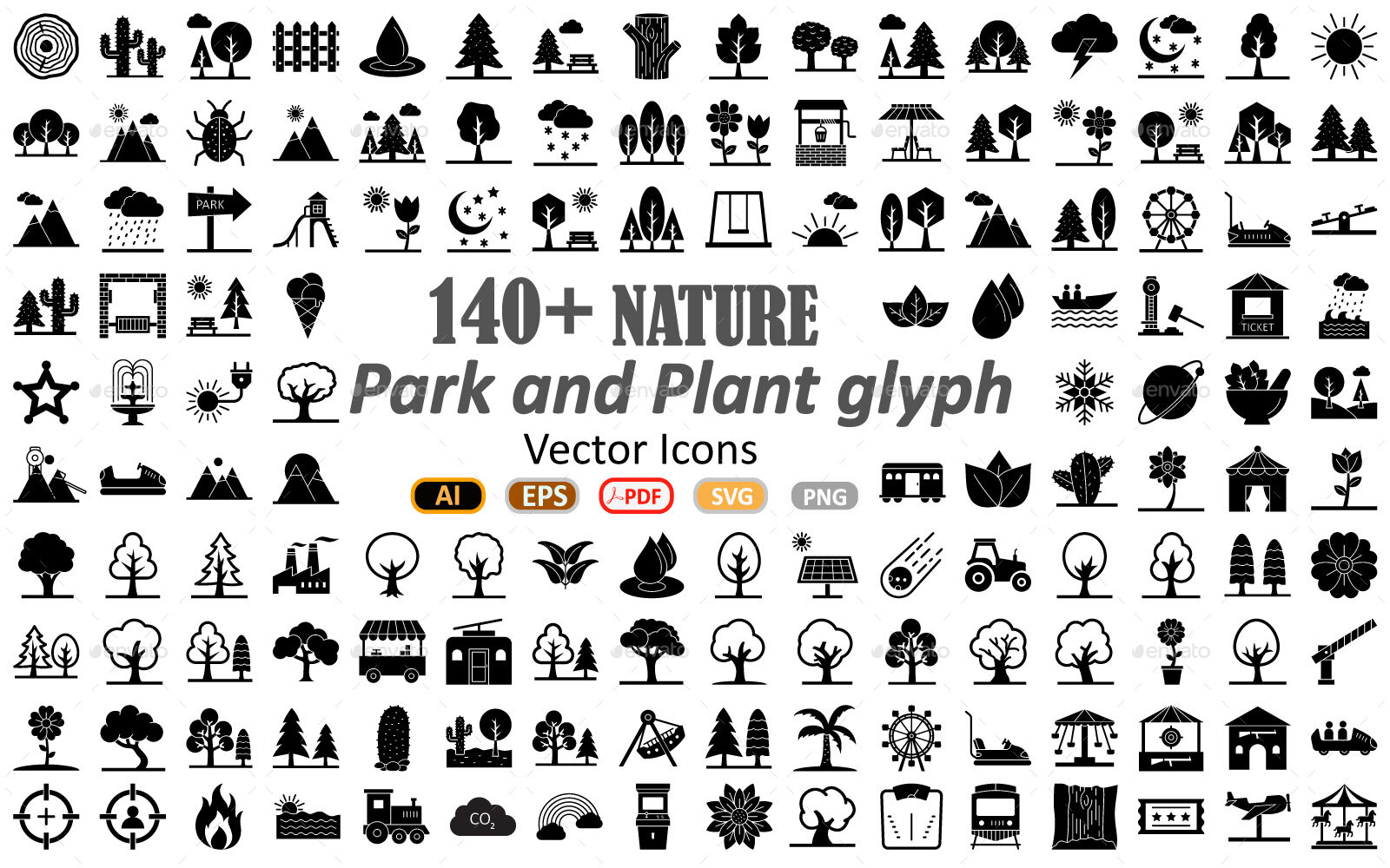 Nature plant and park icons, Icons | GraphicRiver
