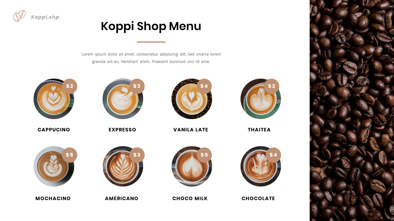 Koppi - Coffee Shop Presentation Google Slides Template, Presentation ...