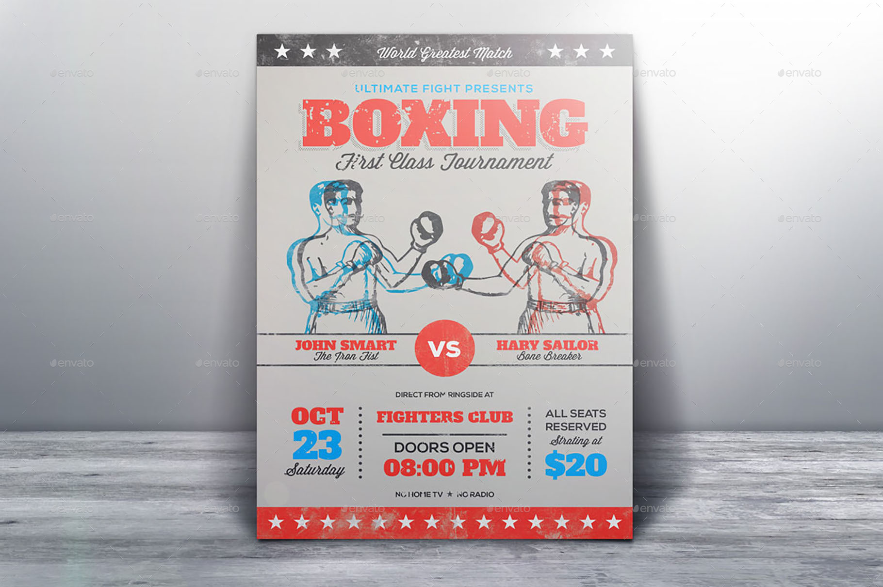 Boxing Tournament Flyer Template by messenj4h | GraphicRiver