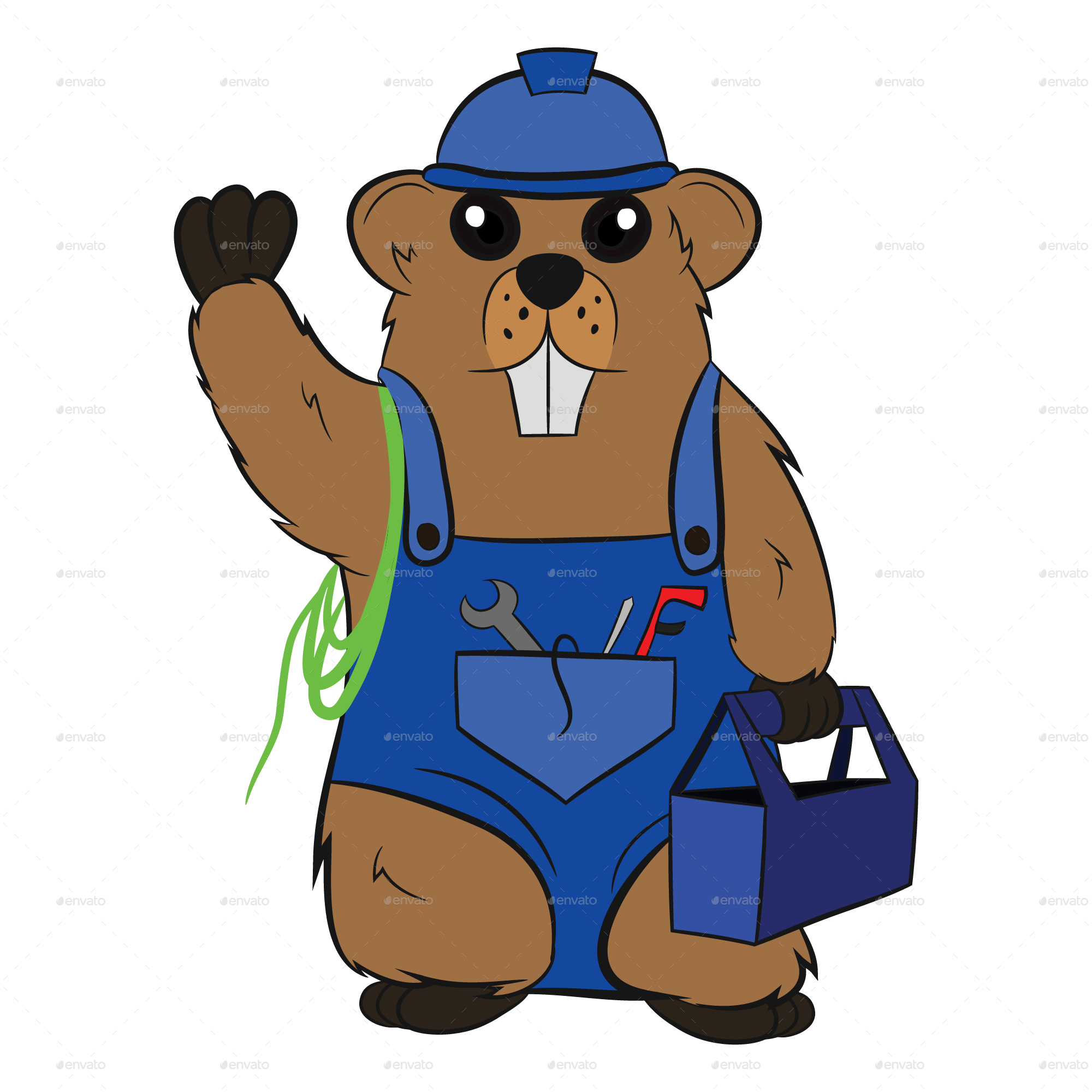 Groundhog Character in 17 different professions for Groundhog Day, Vectors